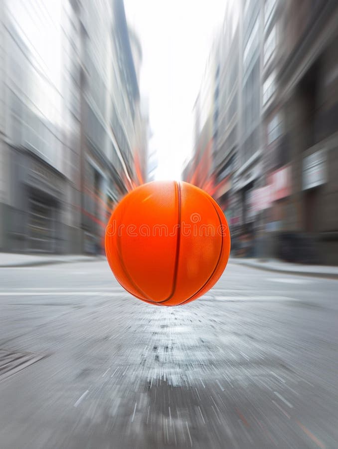 A Basketball Bouncing Along the Street. Generated with Ai Stock ...