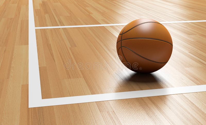 Corner of Wooden Basketball Court 3D Rendering Stock Illustration ...