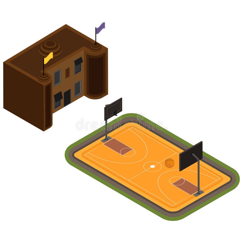 Basketball Court and Complex Icons Stock Illustration - Illustration of ...