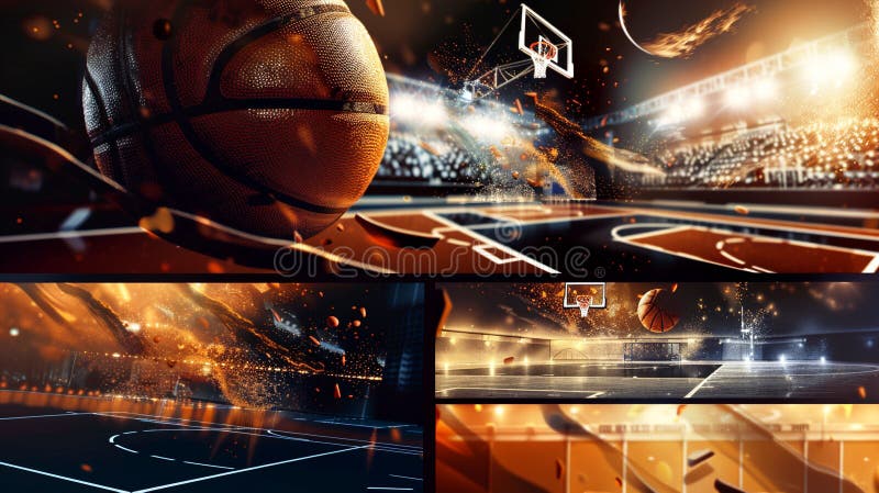 Basketball Court with Explosive Action Stock Illustration ...