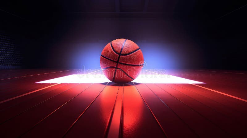 Basketball on the Court: a Dramatic Spotlight Stock Illustration ...
