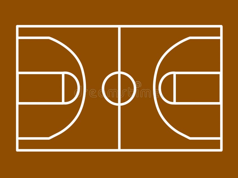 Basketball Court Illustration with Brown Floor Stock Illustration ...
