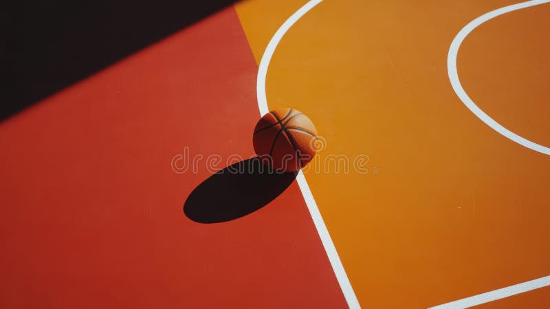 A Basketball on a Court with Its Shadow Clearly Visible. Stock Photo ...
