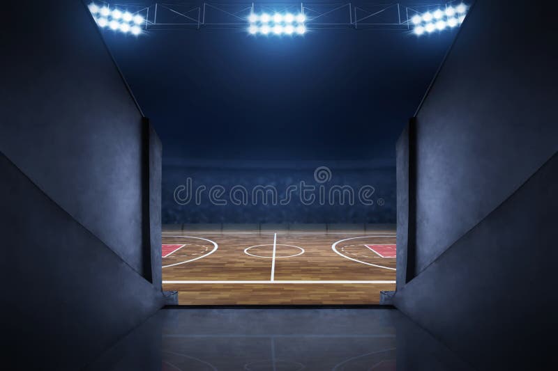 Basketball Court at Night on 3d Illustrations Stock Illustration ...