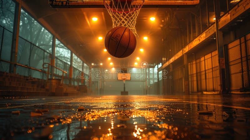 Basketball on a Basketball Court Ready To Play Stock Image - Image of ...