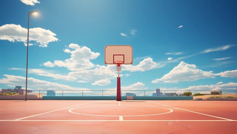 Basketball Court in Red Color during the Day Stock Image - Image of ...