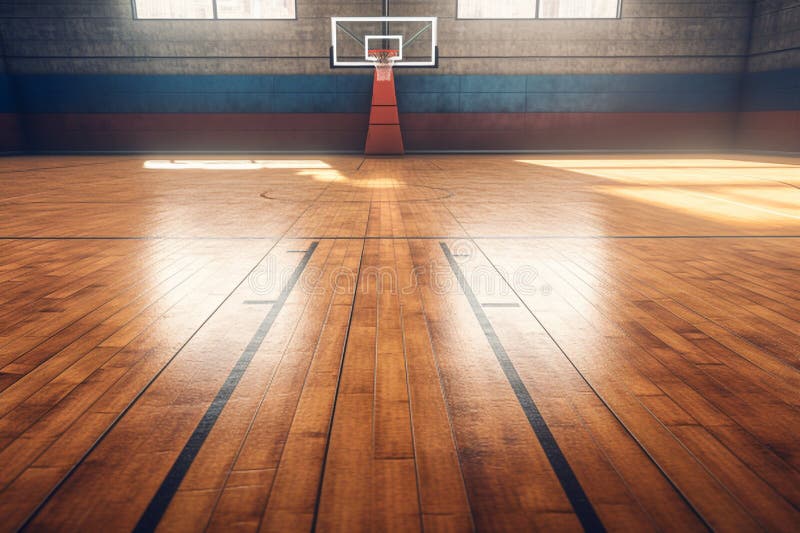 Basketball Court with Red Hoop and White Floor Stock Illustration ...