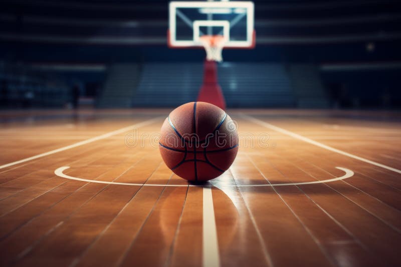 Basketball Court with Red Hoop and White Floor Stock Illustration ...