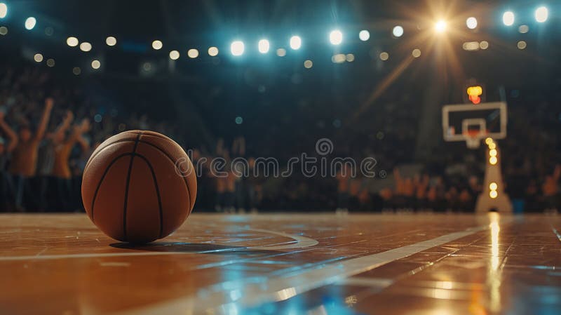 Basketball on the Court in the Spotlight. Stock Illustration ...