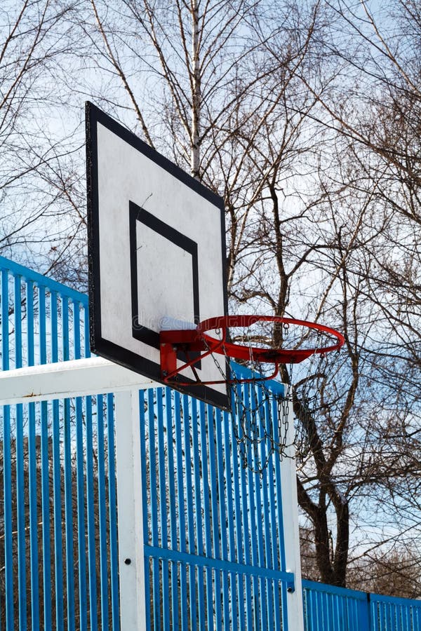 Basketball court in winter stock image. Image of scenic - 112983825