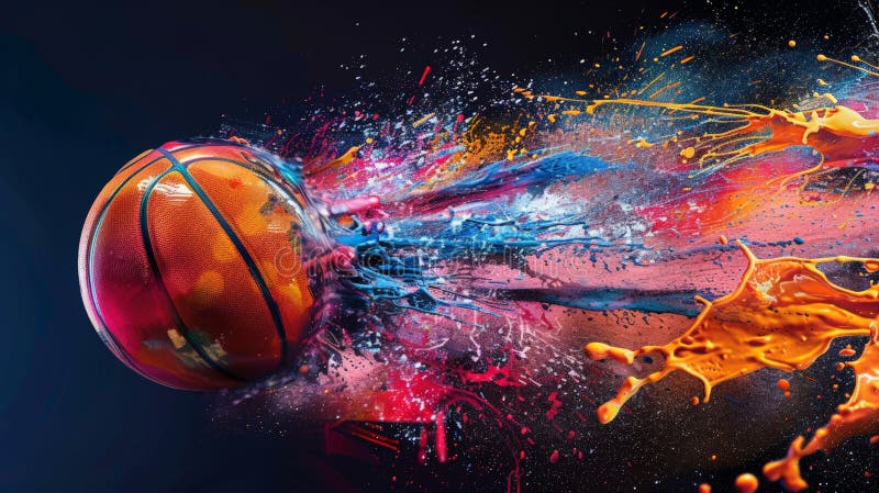 Basketball Depicted in Explosive Color Explosion. Stock Photo - Image ...