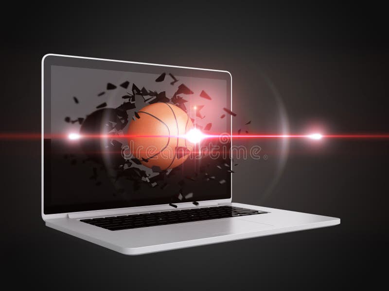 Basketball Destroy Computer Screen. Stock Illustration - Illustration ...