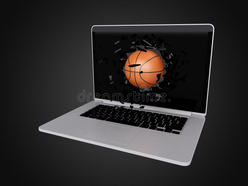 Basketball destroy laptop stock illustration. Illustration of mobile ...
