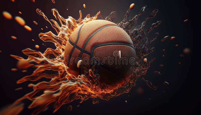 A Basketball, Digital Art Illustration, Generative AI Stock ...