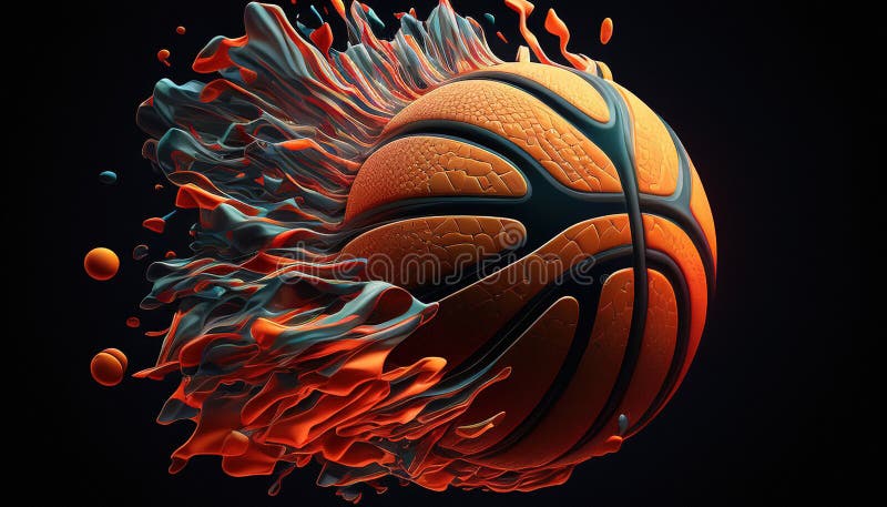 A Basketball, Digital Art Illustration, Generative AI Stock ...