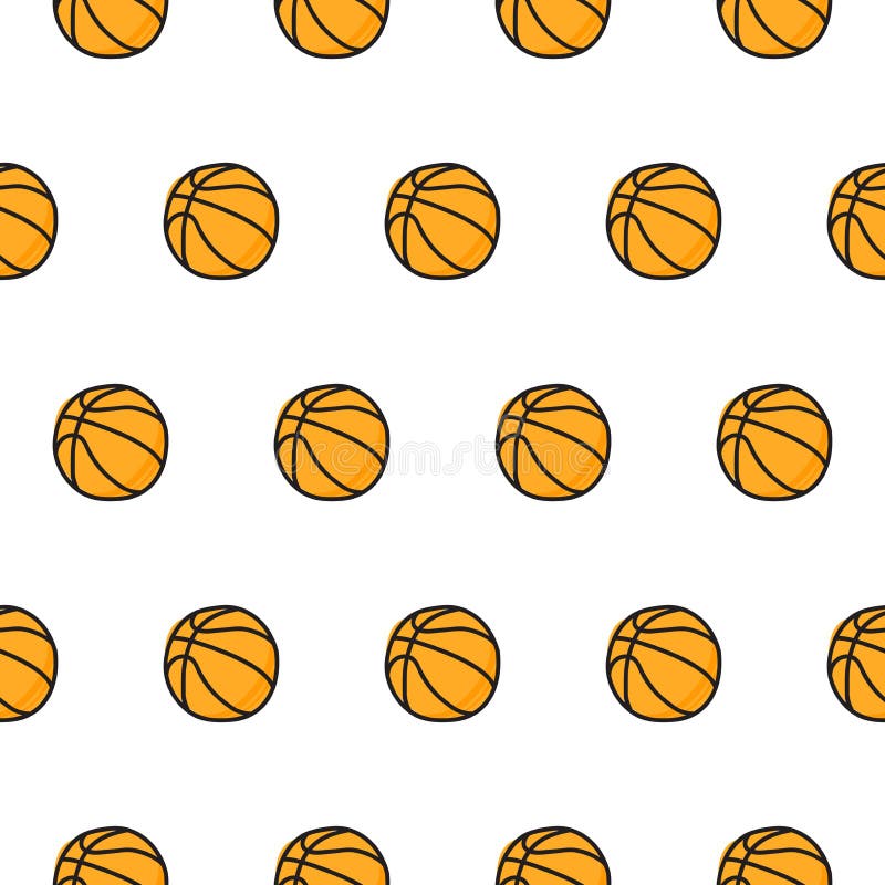 Basketball Doodle Seamless Pattern Stock Vector - Illustration of ...