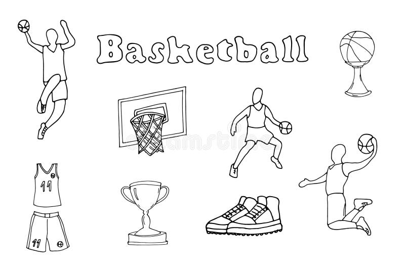 Basketball doodles stock vector. Illustration of drawing - 274782157