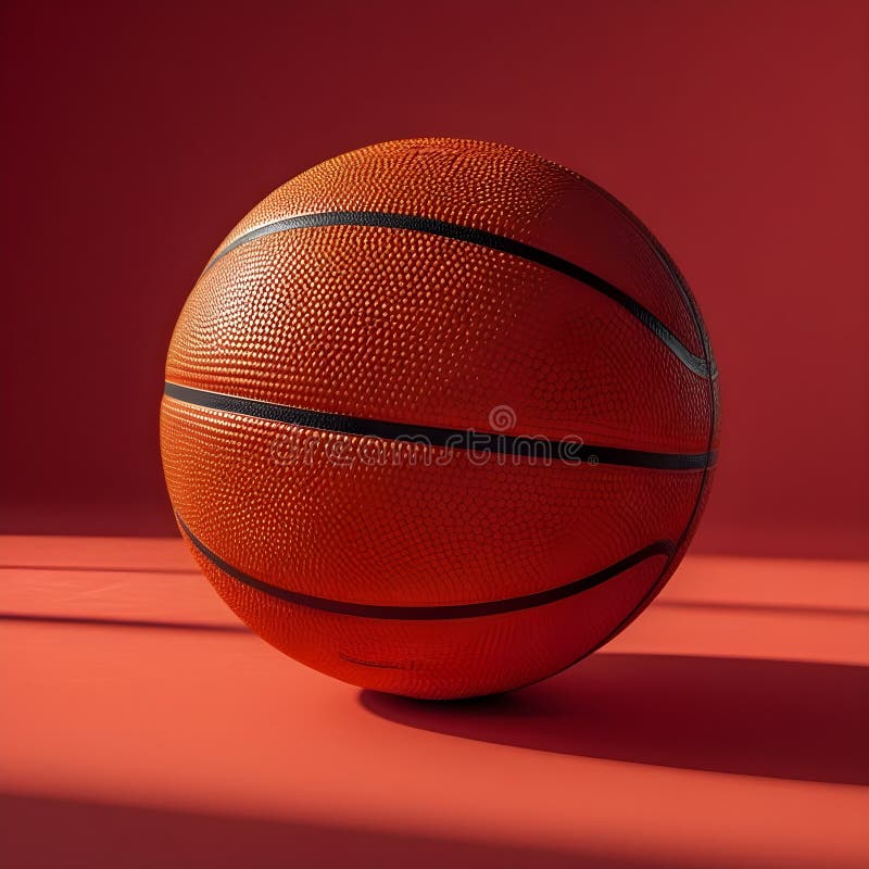 Basketball with Dramatic Shadows on Red Background Stock Image - Image ...