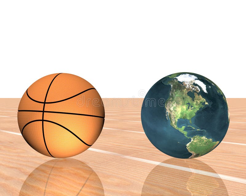 Basketball with earth stock illustration. Illustration of shoot - 9571832