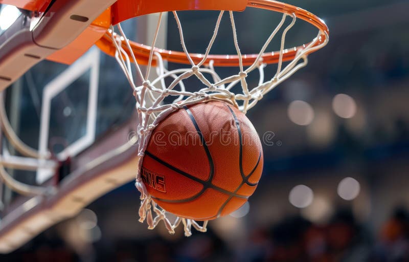 Basketball Passes through Hoop during Exciting Game Moment Stock Image ...
