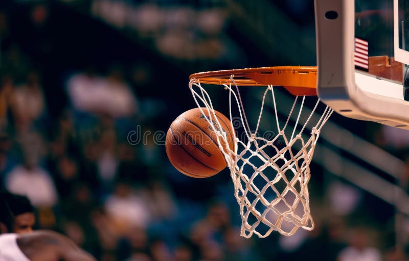 Basketball Passes through Hoop during Exciting Game Moment Stock Image ...