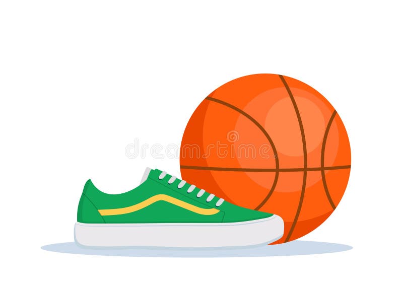 Basketball Elements Composition. Basketball Ball and Sneakers ...