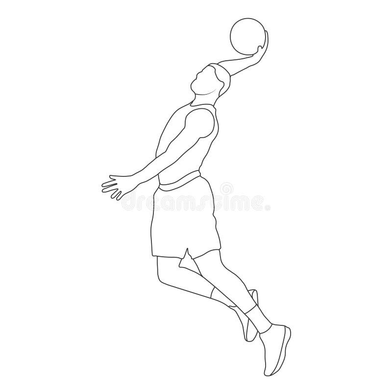 Basketball. Empty Contour Silhouette of a Basketball Player with a Ball ...