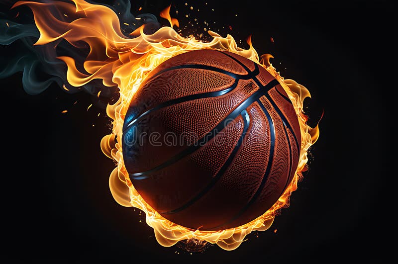 Basketball Engulfed in Flames: Texture of the Ball Cracking Under ...