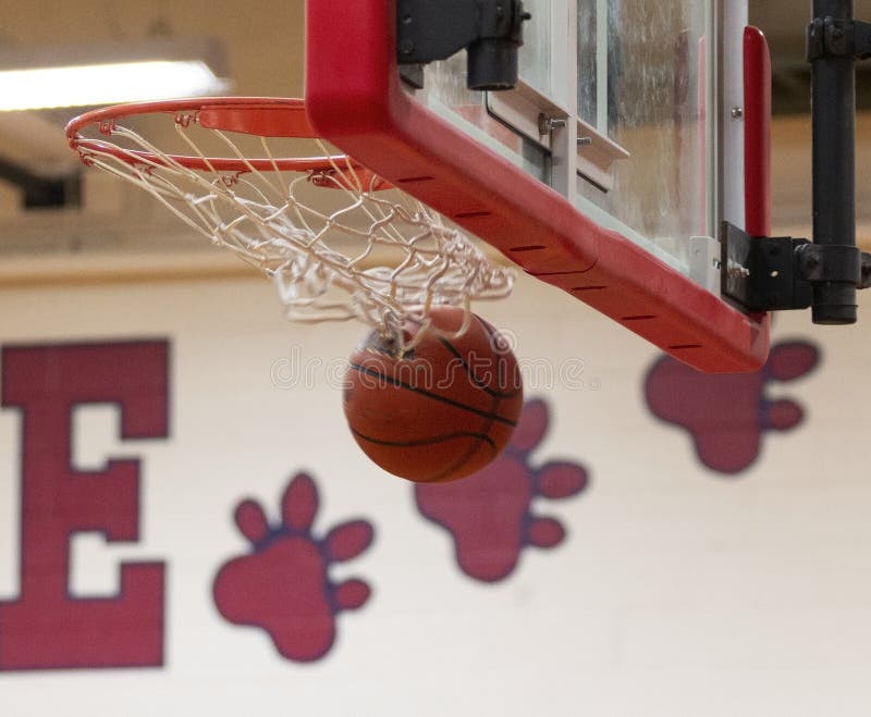 Basketball Exiting the Net As a Shot is Made Stock Image - Image of ...