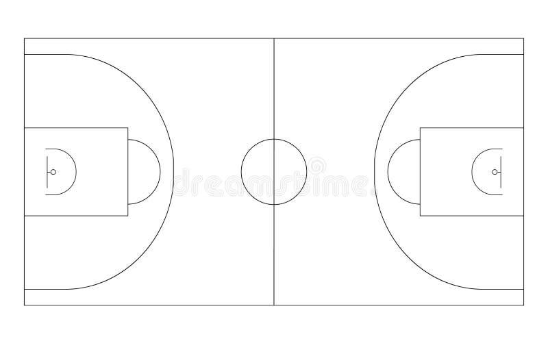 Basketball Field Outline Plan Stock Vector - Illustration of drawing ...