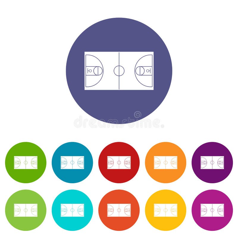 Basketball field set icons stock vector. Illustration of game - 85036654
