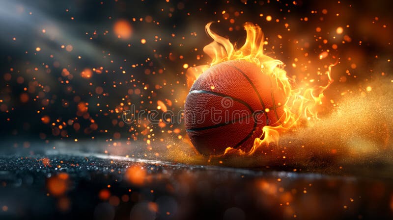 Basketball on Fire Artwork stock image. Image of flame - 327732669