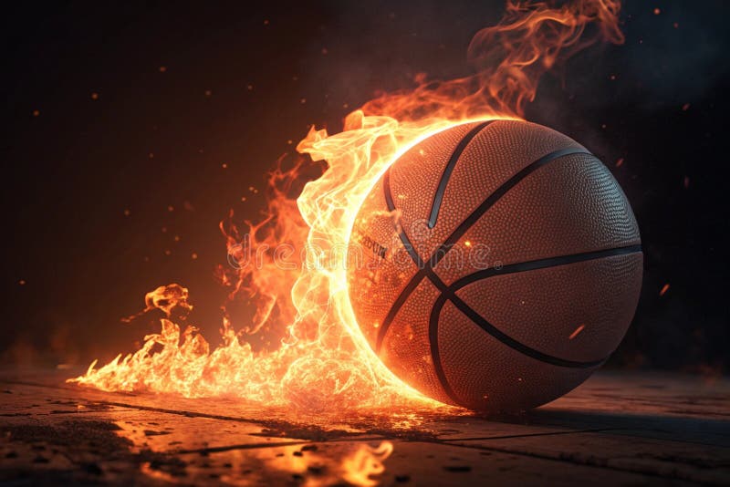 Basketball on Fire 3d Rendered - Generated by Ai Stock Illustration ...