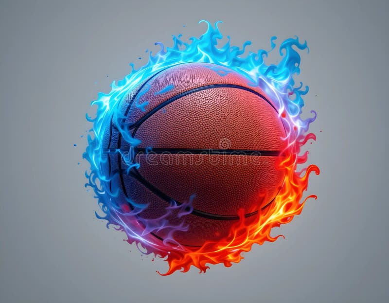 Basketball on Fire 3d Rendered Isolated in White Background Stock ...