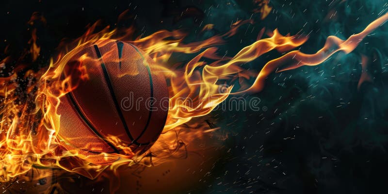 Basketball on Fire: Explosive Action Shot Stock Illustration ...