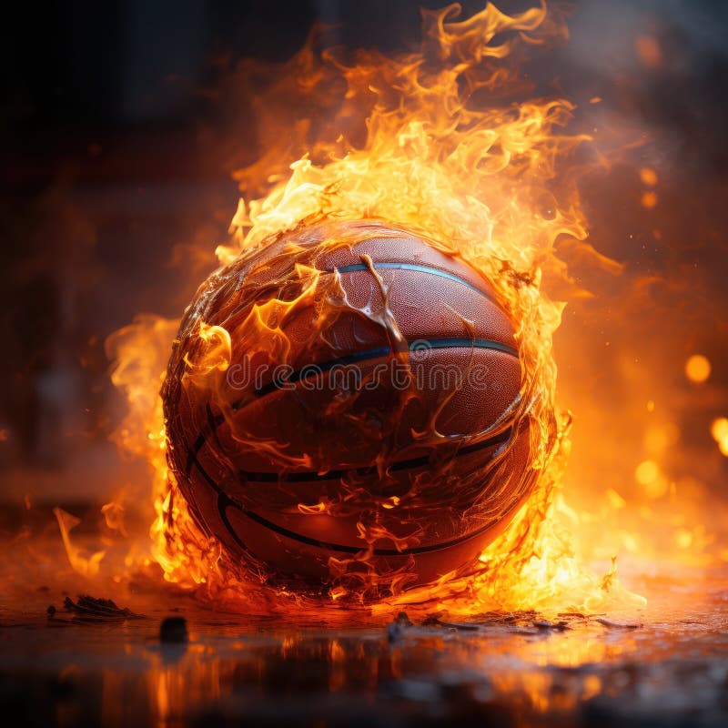 Basketball on Fire. Generative AI Stock Illustration - Illustration of ...