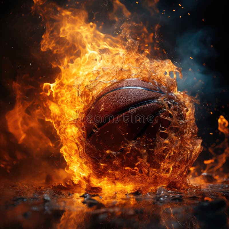 Basketball on Fire. Generative AI Stock Illustration - Illustration of ...