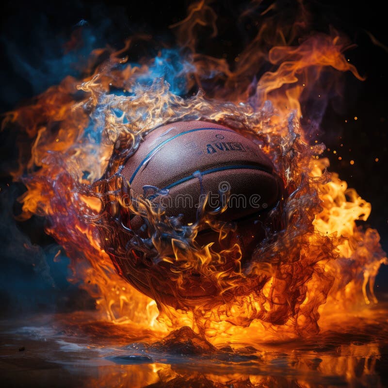 Basketball on Fire. Generative AI Stock Illustration - Illustration of ...