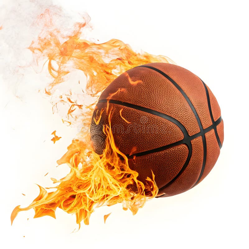 A Basketball on Fire Isolated on White Background Stock Illustration ...