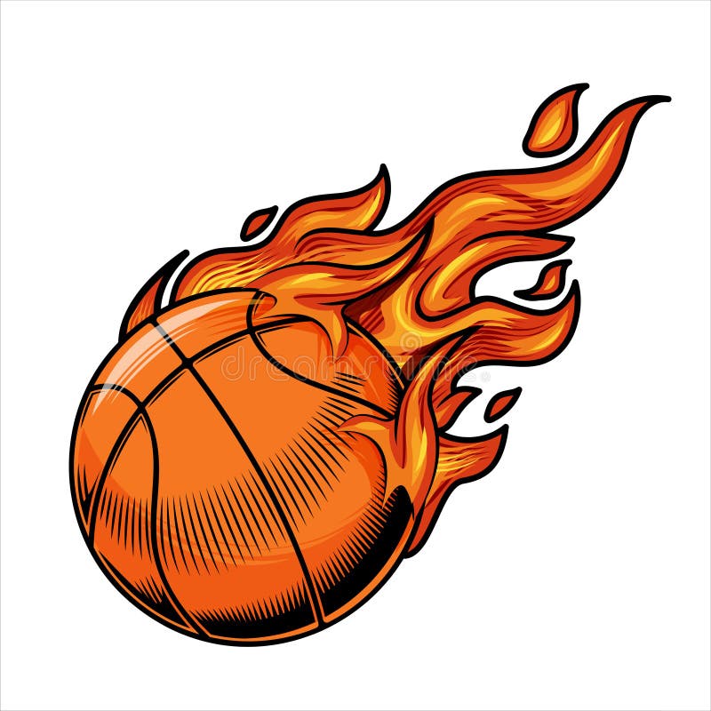 Basketball on Fire Vector Illustration Stock Vector - Illustration of ...