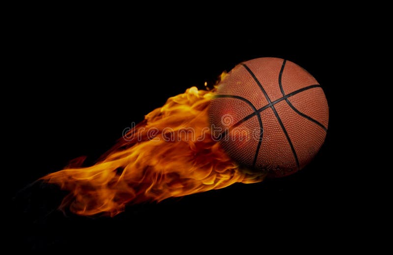 Basketball through Flame of Fire - Sports and Competition Concept Stock ...