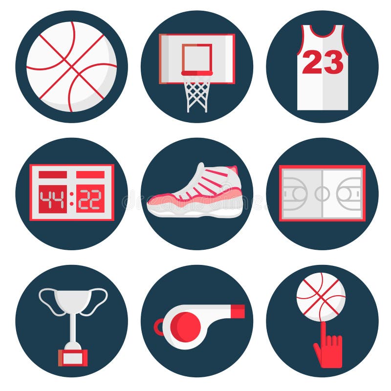Basketball flat icons set stock vector. Illustration of play - 73162609