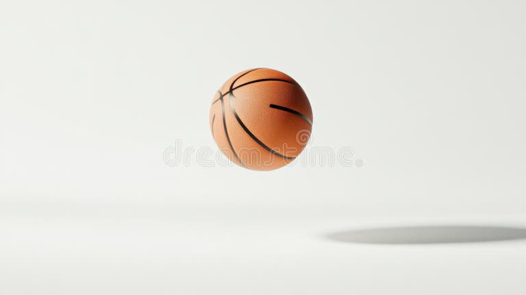 Basketball Floating on White Background with Shadow Stock Photo - Image ...