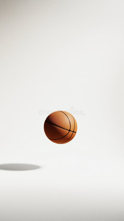 Basketball Floating on White Background with Shadow Stock Illustration ...