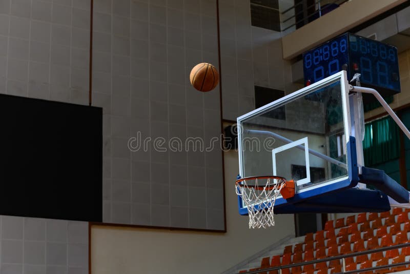 Basketball Flying To the Hoop Stock Image - Image of backboard ...
