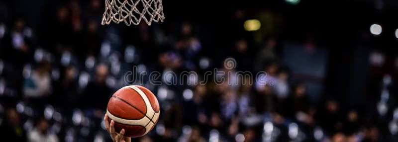 Basketball Game Ball in Hoop Stock Image - Image of equipment, scoring ...