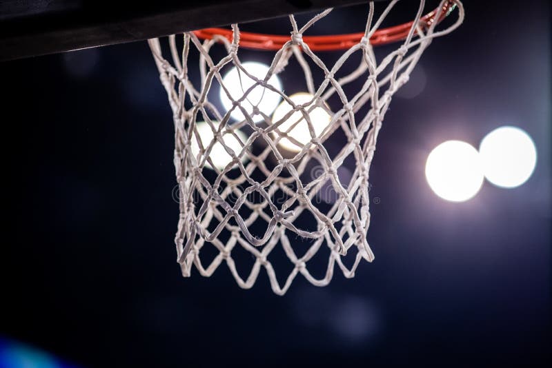 Basketball Game Ball in Hoop Stock Photo - Image of sport, match: 265320816