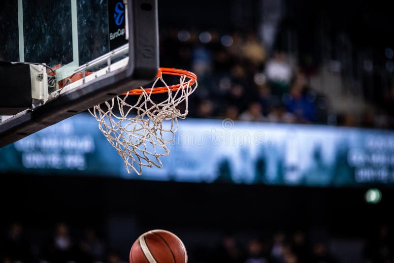 Basketball Game Ball in Hoop Stock Image - Image of hoop, player: 265321431
