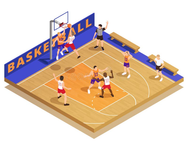 Basketball Game Isometric Composition Stock Vector - Illustration of ...