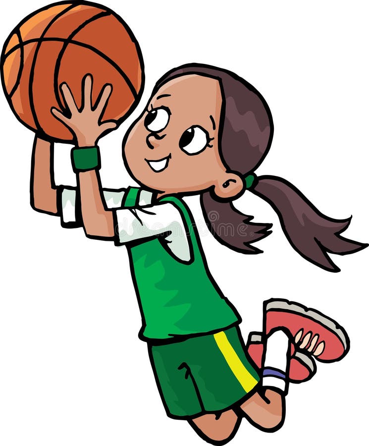 Girl Playing Basketball Cartoon